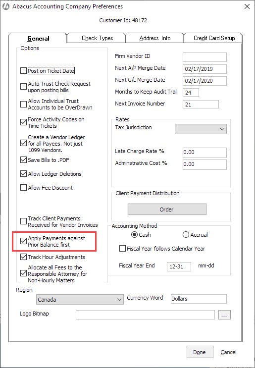 Setting Apply Payment Against Prior Balance First for PayNow