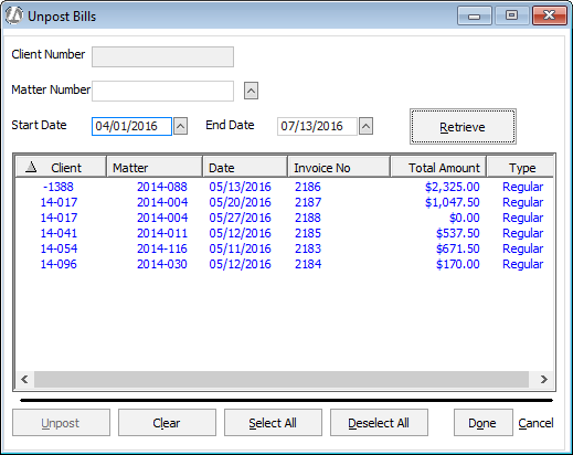Unposting Invoices