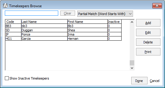 Overview of Timekeeper Codes