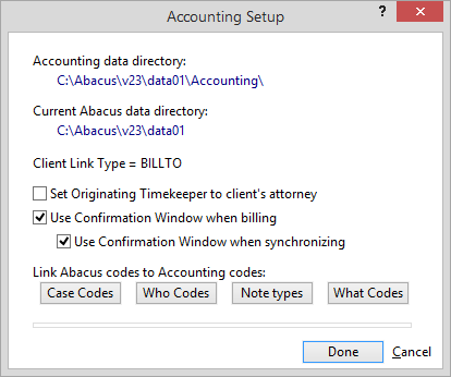 Changing General Abacus Accounting Setup Options